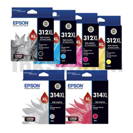 Epson 6 Pack 312XL 314XL Genuine High Yield Inkjet Cartridge Combo [1BK ...
