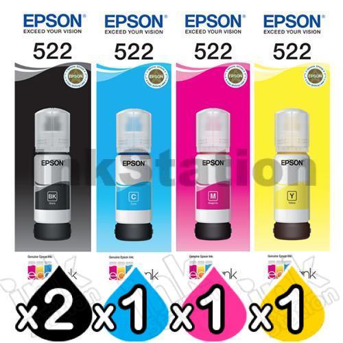 Epson 5-Pack Genuine T522 EcoTank Ink Bottle [2BK+1C+1M+1Y] - Ink ...