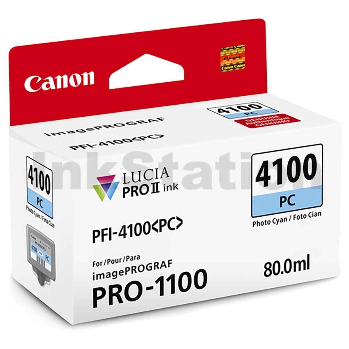 Canon Genuine LUCIA PRO II PFI-4100PC Photo Cyan Ink Tank - 80ML - Ink Cartridges - InkStation