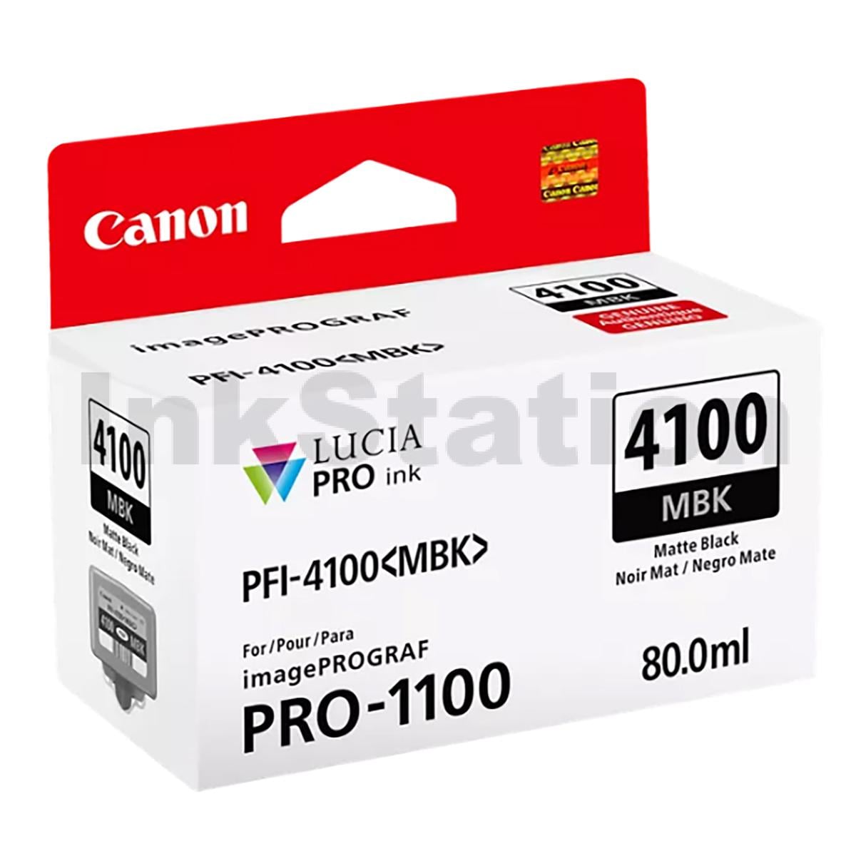 Canon Genuine LUCIA PRO II PFI-4100MBK Matte Black Ink Tank - 80ML - Ink Cartridges - InkStation
