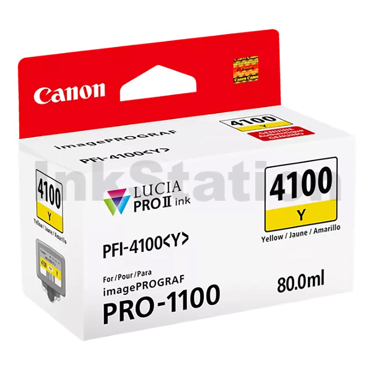 Canon Genuine LUCIA PRO II PFI-4100Y Yellow Ink Tank - 80ML - Ink Cartridges - InkStation