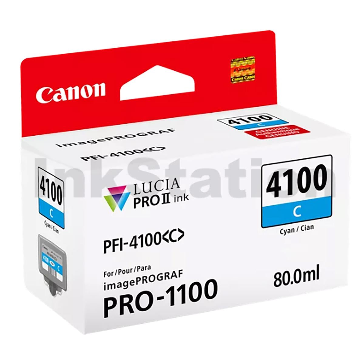 Canon Genuine LUCIA PRO II PFI-4100C Cyan Ink Tank - 80ML - Ink Cartridges - InkStation