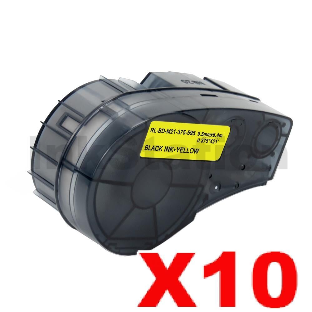 Brady 10 x Compatible M21-375-595-YL Black on Yellow Vinyl Label Tape 9 ...