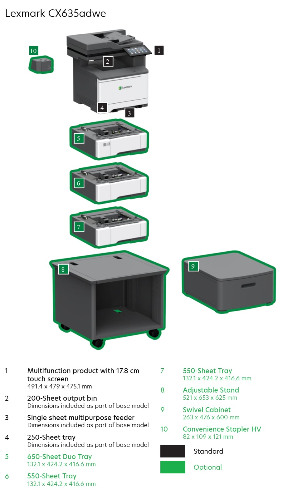 Lexmark CX635adwe Wireless A4 Colour Laser Multifunction Printer ...