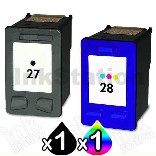 HP 2 Pack 27 + 28 Compatible Inkjet Cartridges C8727AA + C8728AA [1BK ...