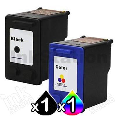 HP 2 Pack 56 + 57 Compatible Inkjet Cartridges C6656AA + C6657AA [1BK ...