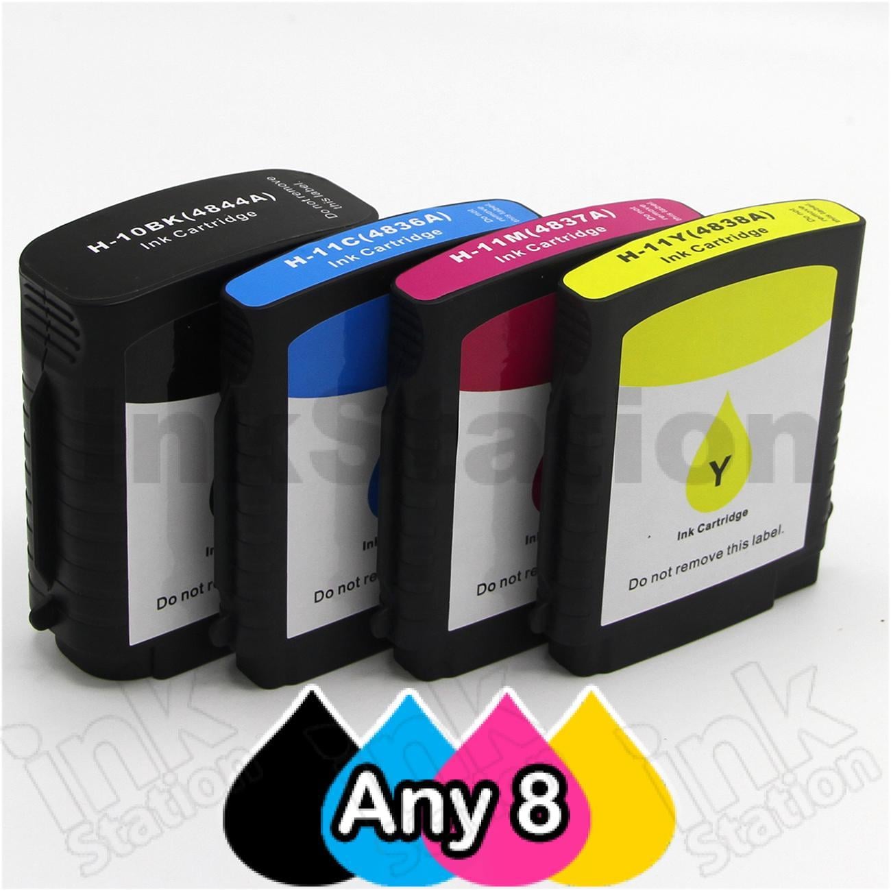 HP Any 8 x 10 + 11 Compatible Inkjet Cartridges C4844AA+C4836AA-C4838AA ...