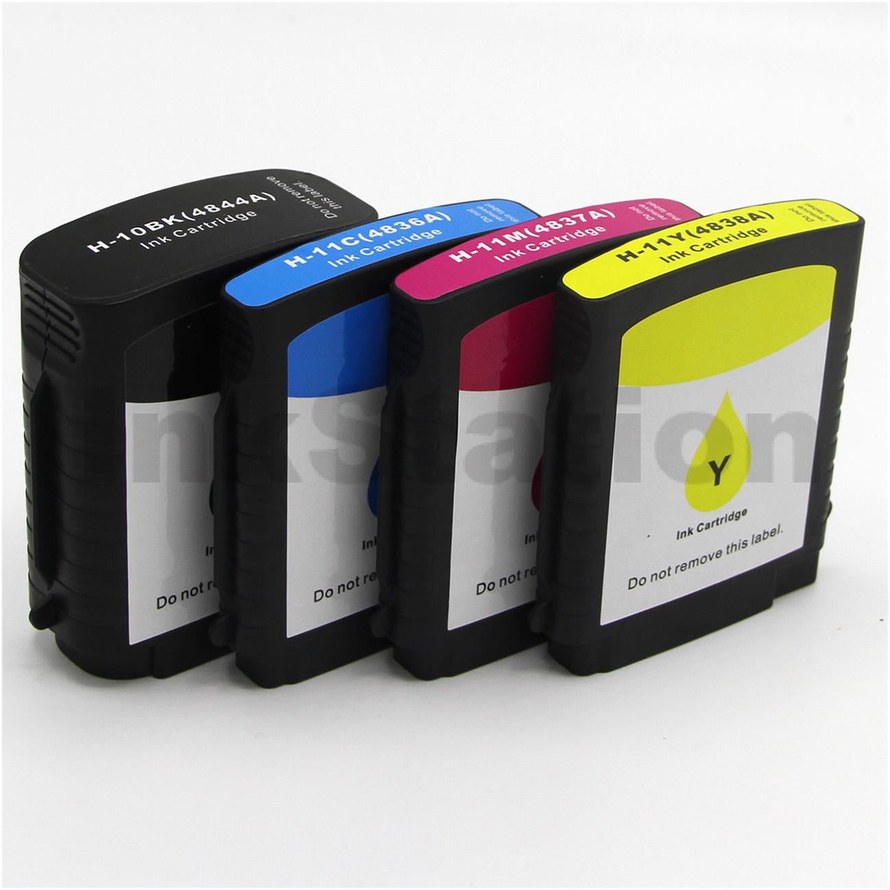 HP 4 Pack 10 + 11 Compatible Inkjet Cartridges C4844AA+C4836AA-C4838AA ...