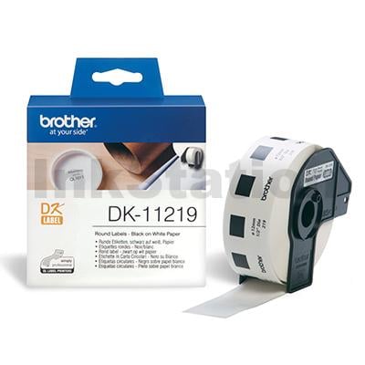 Brother Genuine DK-11219 Black Text on White 12mm Diameter Die-Cut ...