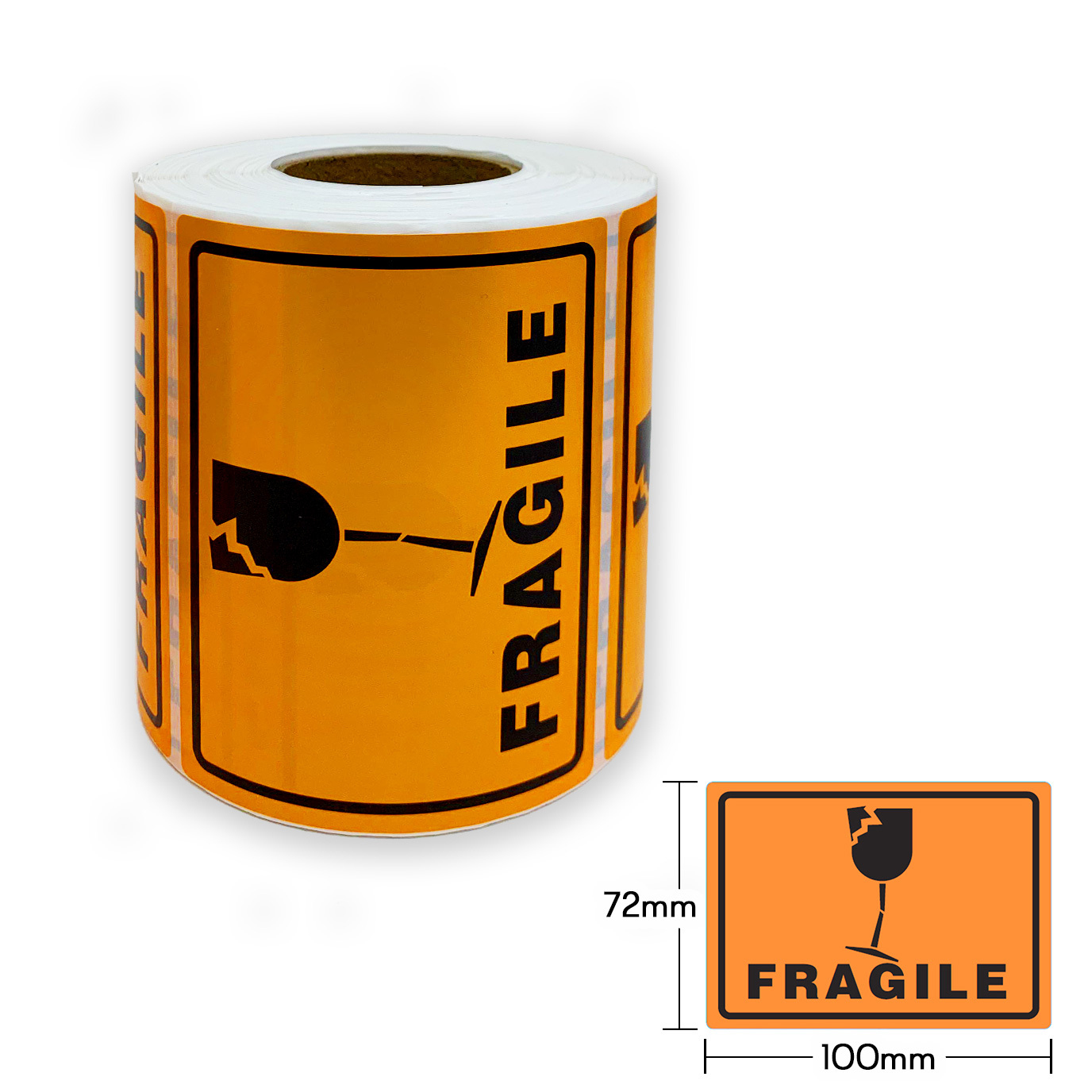 FRAGILE Glass Warning Label in Orange Shipping Adhesive Sticker ...