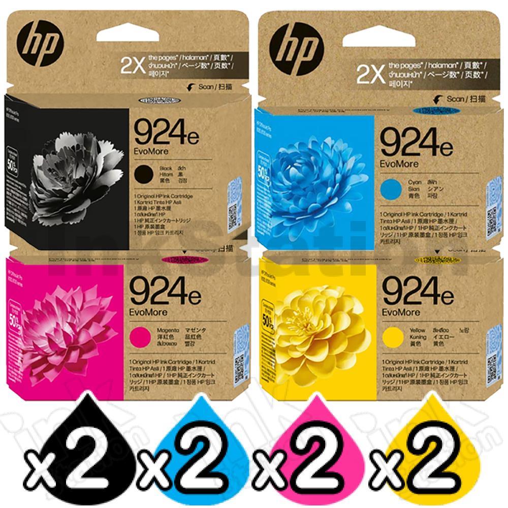 HP 8 Pack 924e EvoMore Genuine Ink Cartridges Combo 4K0V0NA, 4K0V7NA - 4K0V9NA [2BK,2C,2M,2Y ...