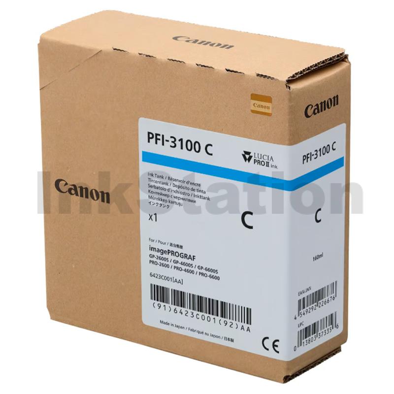 Canon Genuine LUCIA PRO II PFI-3100C Cyan Ink Tank - 160ML - Ink Cartridges - InkStation
