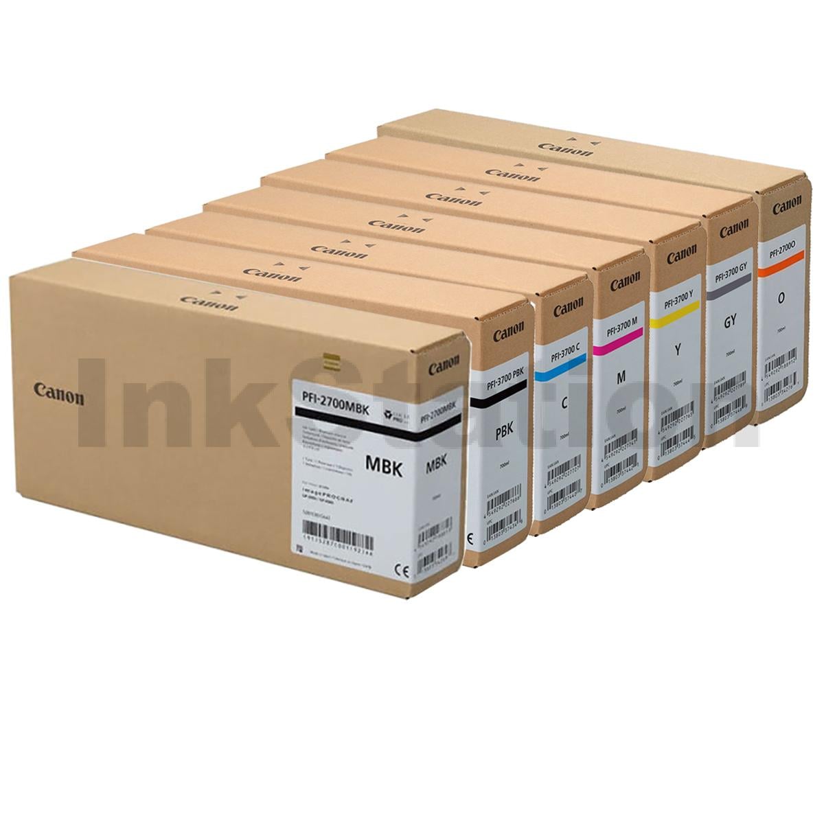 Canon 7 Pack Genuine LUCIA PRO II PFI-2700 PFI-3700 700ML Ink Tank ...