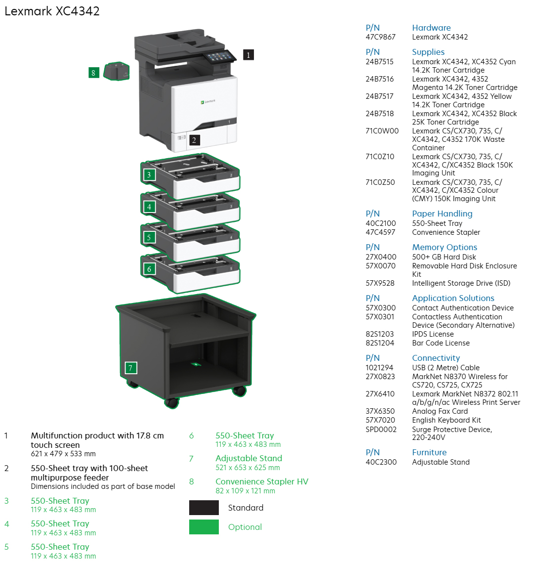 Lexmark XC4342 BSD 40ppm A4 Colour Laser Multifunction Printer - Print ...