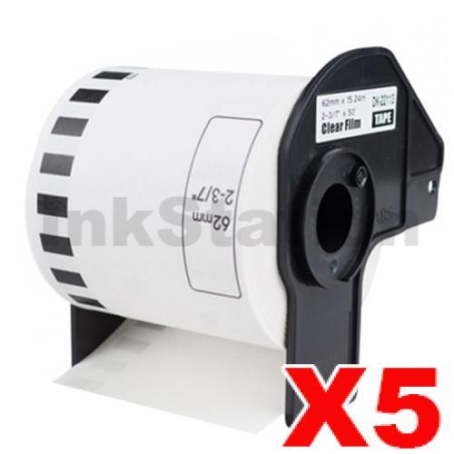 Brother 5 x Compatible DK-22113 Black Text on Clear Continuous Film ...