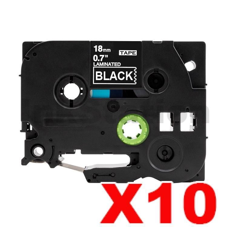 Brother 10 x Compatible TZe-345 18mm White Text on Black Laminated Tape ...