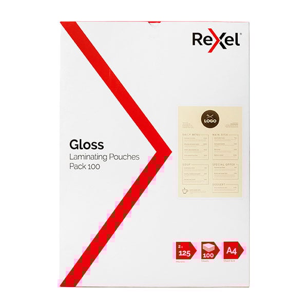Rexel A4 Laminating Pouch 125 Micron Pack of 100 - InkStation
