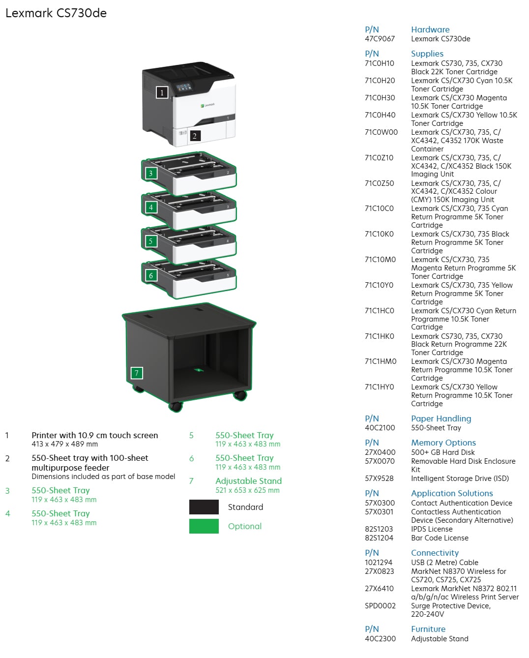 Lexmark CS730de A4 Colour Laser Printer - InkStation