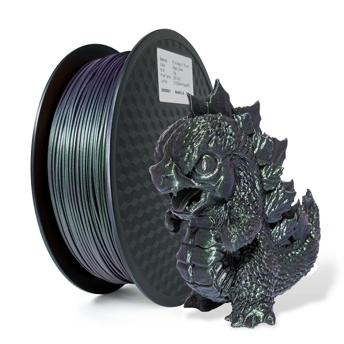 1 x PLA 3D Filament 1.75mm Sparkling Metallic Holographic Magic Green ...