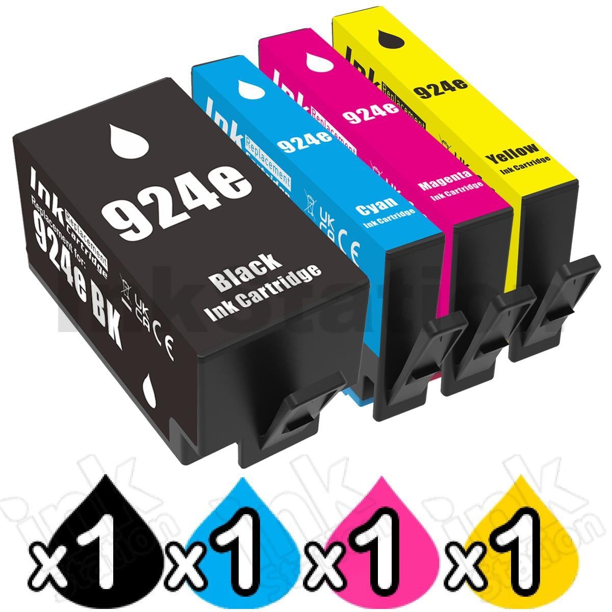 HP 4 Pack 924e EvoMore Compatible Ink Cartridges Combo 4K0V0NA, 4K0V7NA - 4K0V9NA [1BK,1C,1M,1Y ...