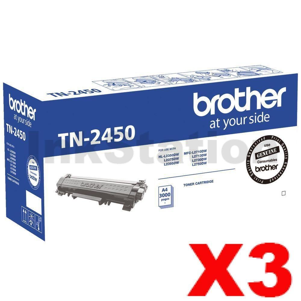 Brother 3 x Genuine TN-2450 High Yield Toner Cartridge - 3,000 pages ...