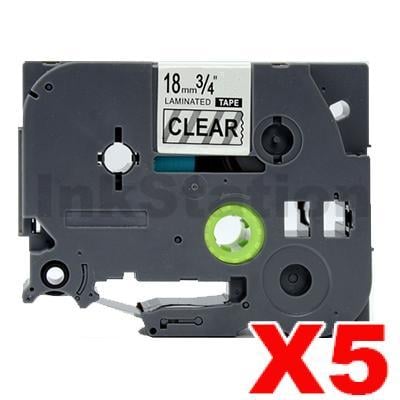 Brother 5 x Compatible TZe-141 18mm Black Text on Clear Laminated Tape ...