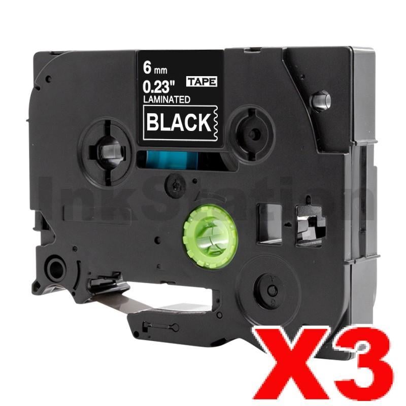 Brother 3 x Compatible TZe-315 6mm White Text on Black Laminated Tape ...