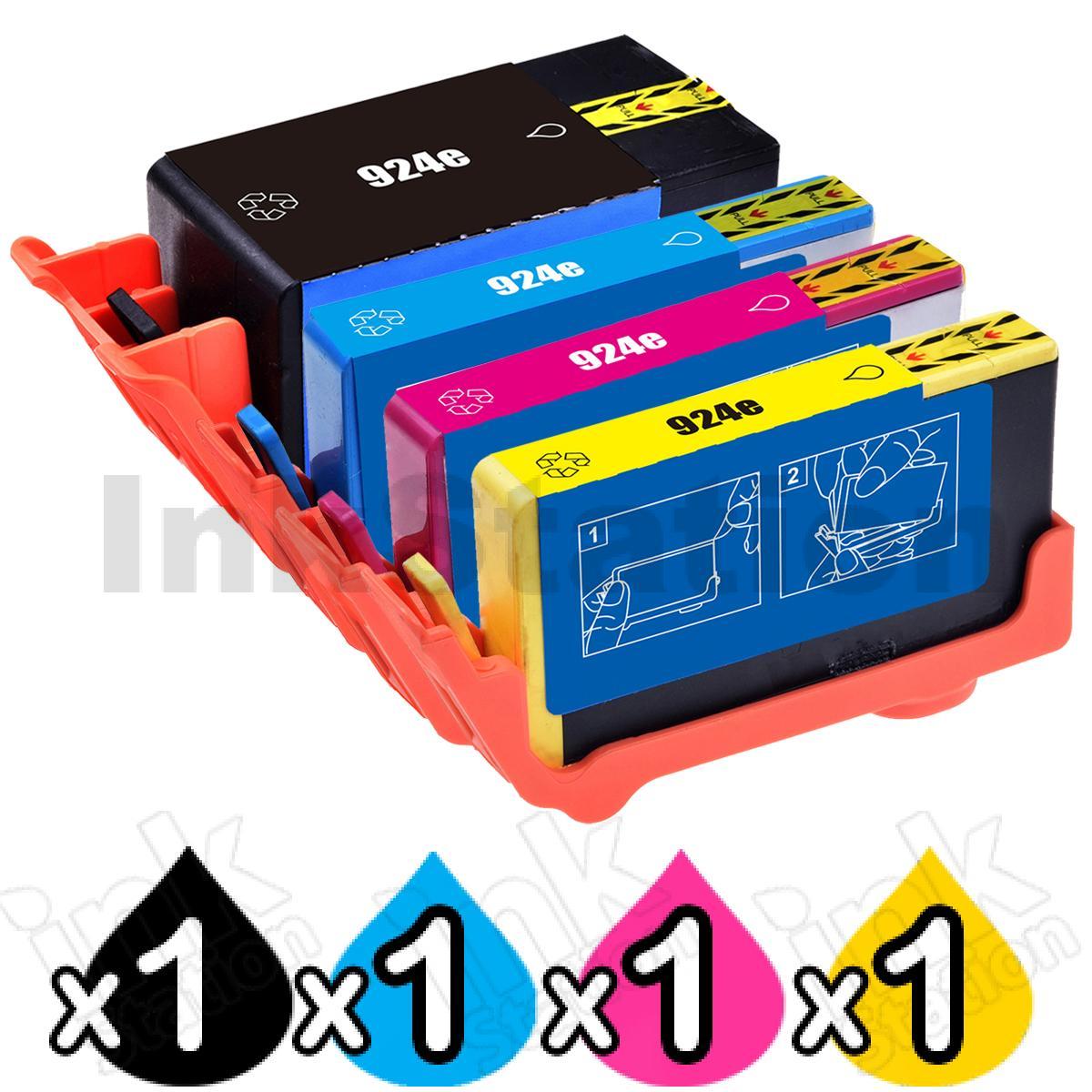 HP 4 Pack 924e EvoMore Compatible Ink Cartridges Combo 4K0V0NA, 4K0V7NA - 4K0V9NA [1BK,1C,1M,1Y ...