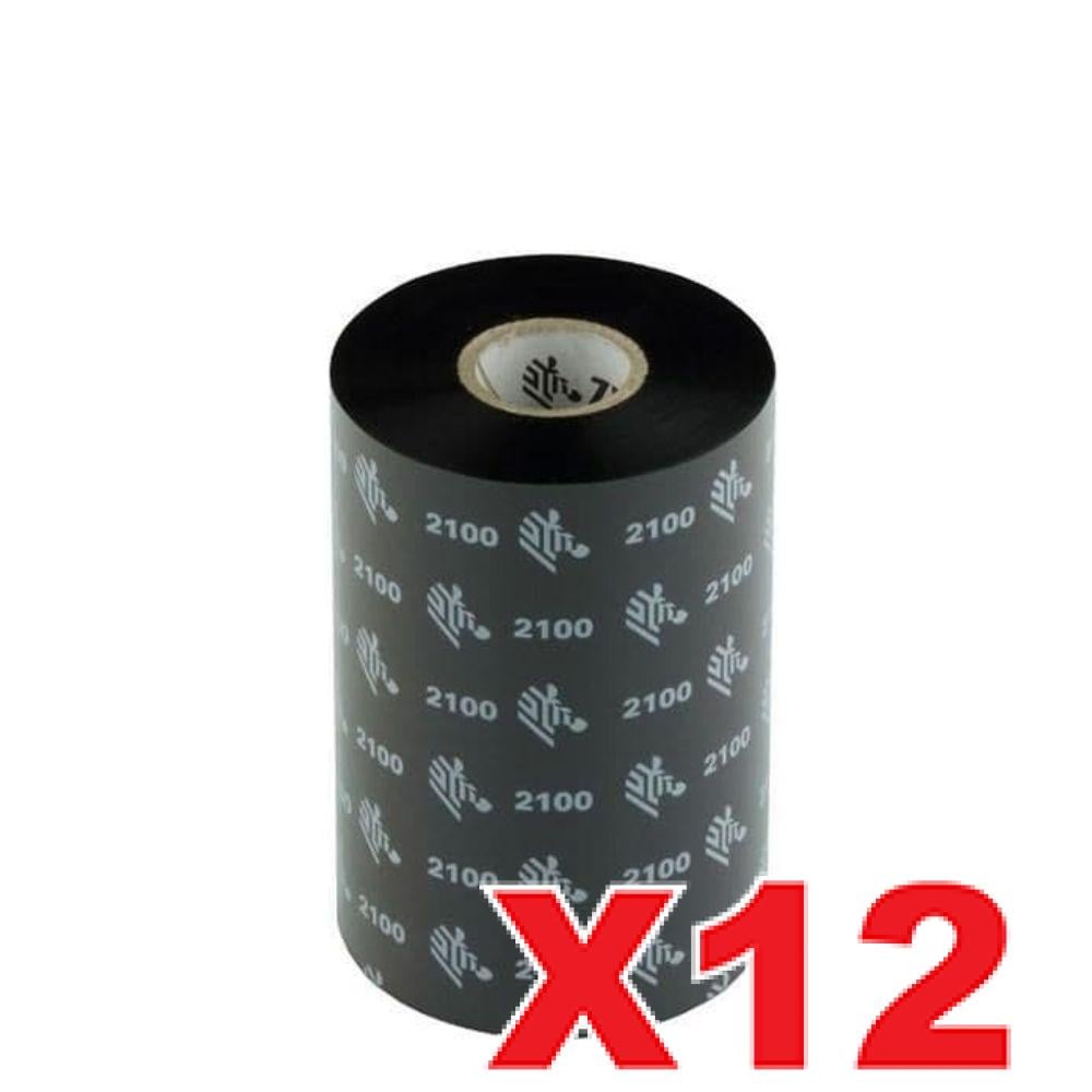 Genuine Zebra 2100 60mm X 450m Wax Ribbon - 12 Rolls - InkStation