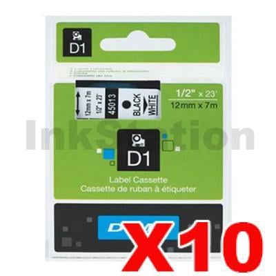 Dymo 10 x SD45013 / S0720530 Genuine 12mm Black Text on White Label ...