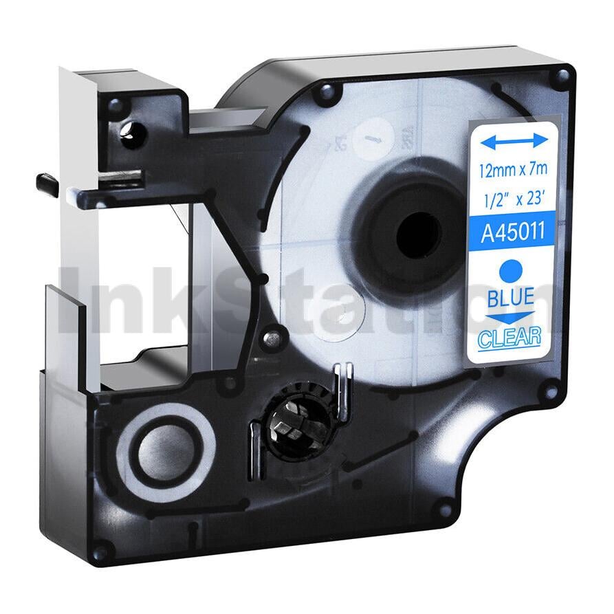 Dymo SD45011 / S0720510 Compatible 12mm Blue Text on Clear Label ...