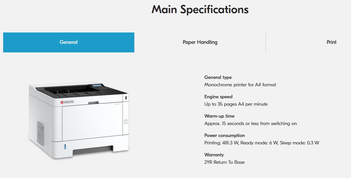 Kyocera ECOSYS PA3500x 35ppm A4 Mono Printer with Duplex Print - InkStation
