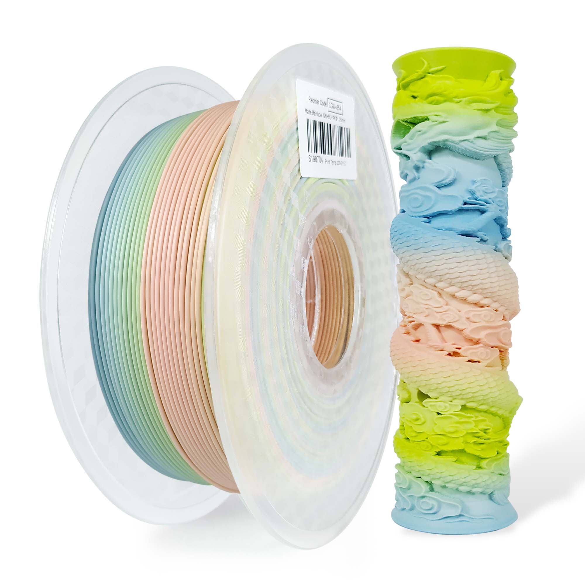 1 x Matte PLA 3D Filament 1.75mm Rainbow Green & Blue & Pink - 1KG ...