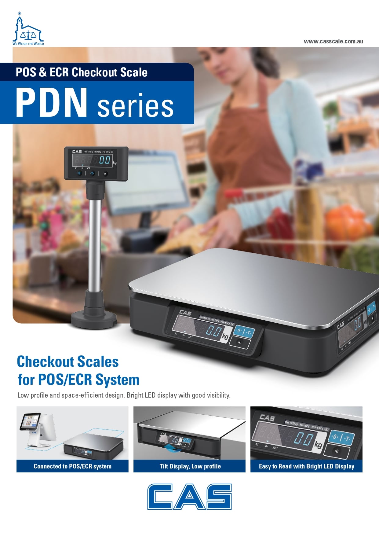 CAS PDN POS & ECR Checkout Scale 15KG RS232/USB - Black - InkStation