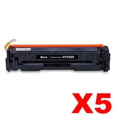 HP 5 x CF500X (202X) Compatible Black High Yield Toner Cartridge ...