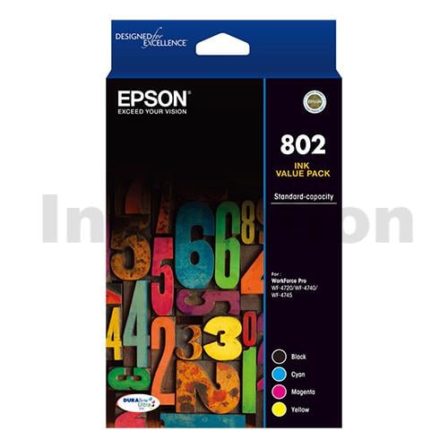 Epson 802 (C13T355692) Genuine Inkjet Cartridge CMYK Value Pack [1BK,1C ...