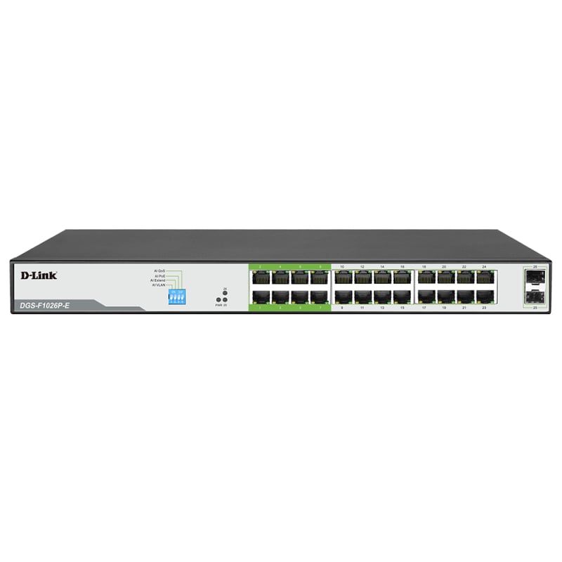 D-Link 26-Port Gigabit PoE Switch with 24 PoE+ Ports (8 Long Reach 250m ...