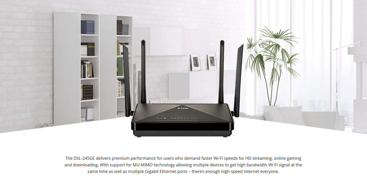 D-Link DSL-245GE Dual Band Wireless AC1200 VDSL2/ADSL2+ Modem Router ...