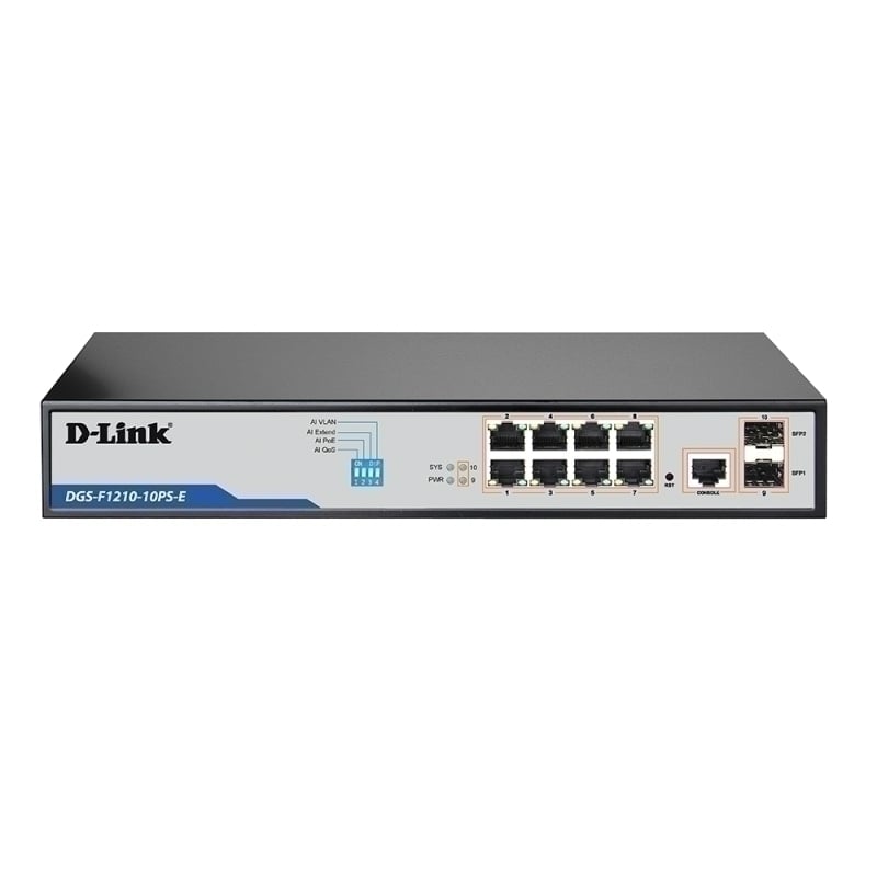 D-Link 10-Port Gigabit Smart Managed PoE+ Switch with 8 Long Reach PoE ...