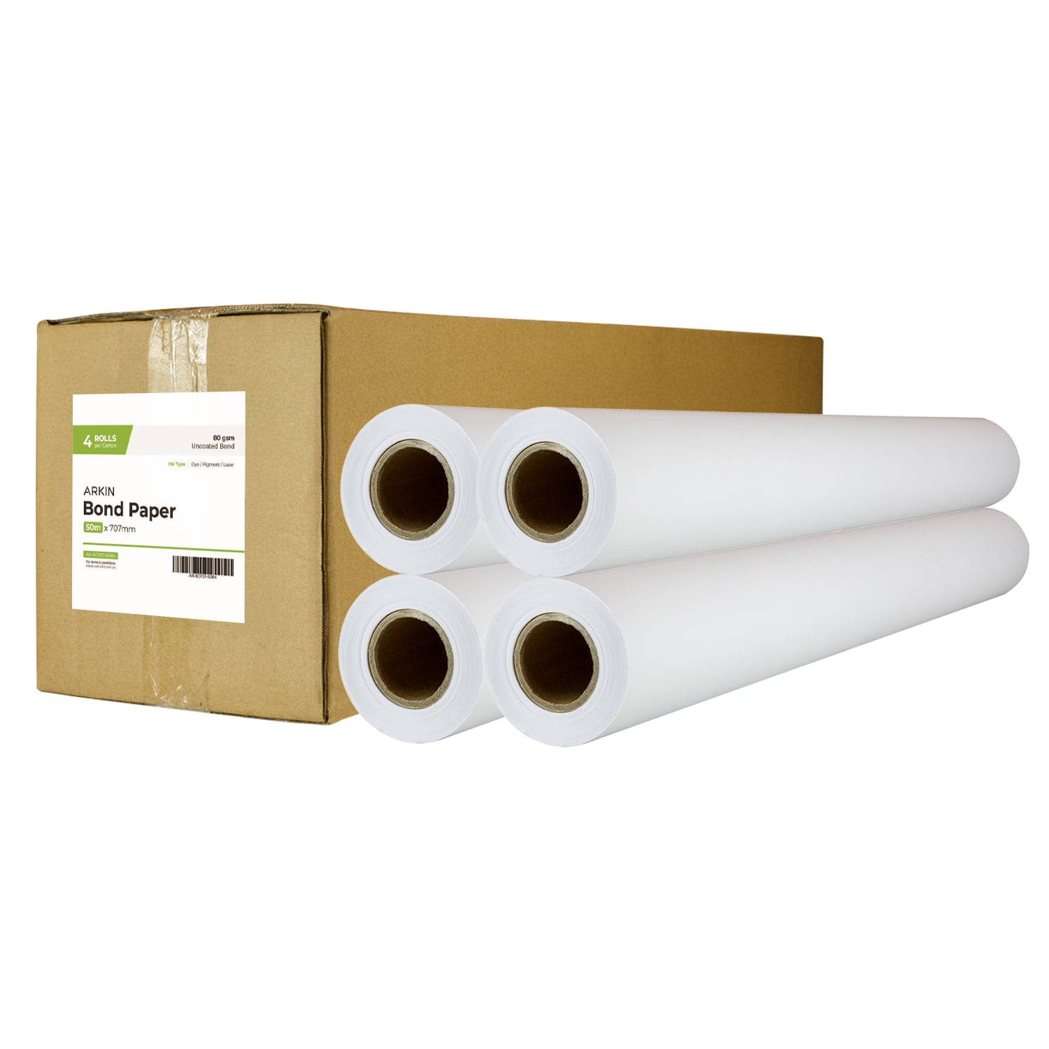 Arkin Bond Paper 707mm x 50m 80gsm (Box of 4 rolls) - InkStation