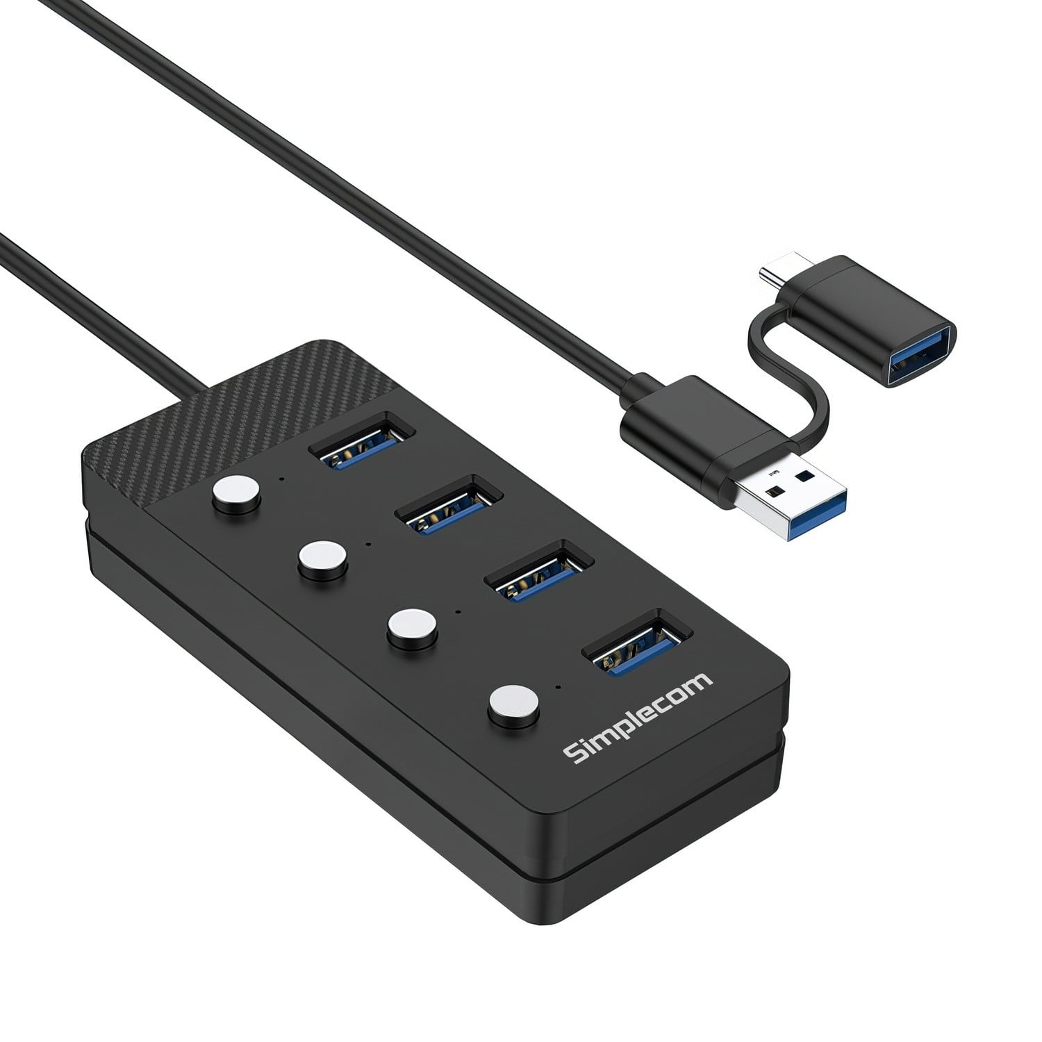SuperSpeed USB-A and USB-C to 4-Port USB 3.0 Hub 5Gbps Individual ...