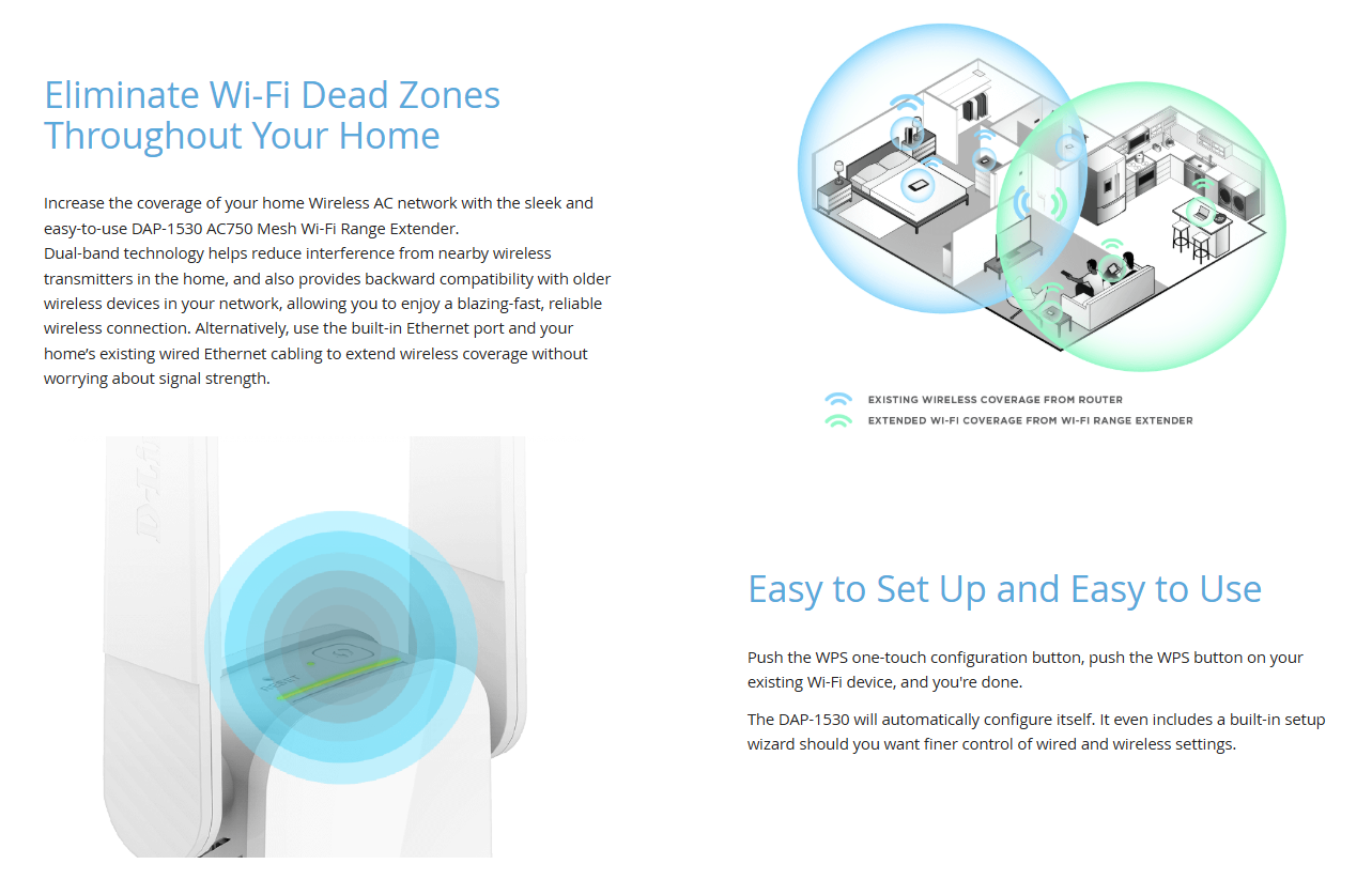D-LINK AC750 Mesh Wi-Fi Range Extender - InkStation