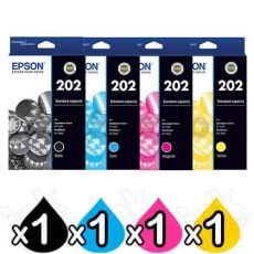 Epson 5 Pack Compatible 202XL (C13T02P192-C13T02P492) High Yield Ink Combo [2BK,1C,1M,1Y] - Ink ...
