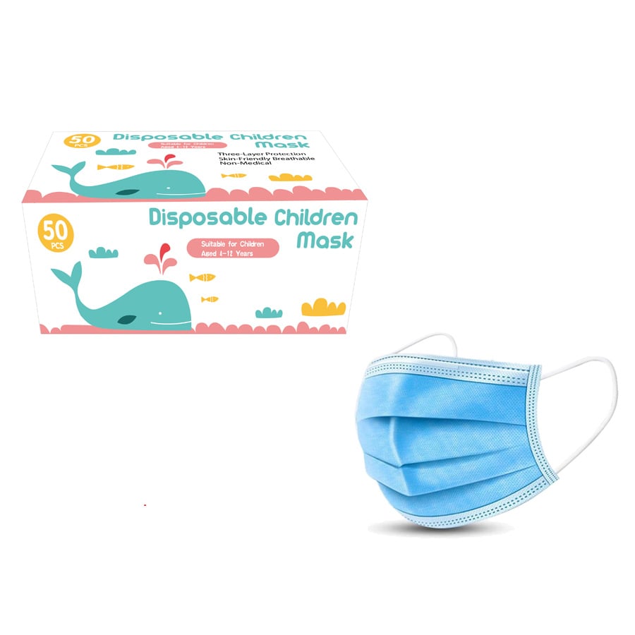 50PCS Kids Disposable Face Mask 3PLY with Ear Loops - InkStation