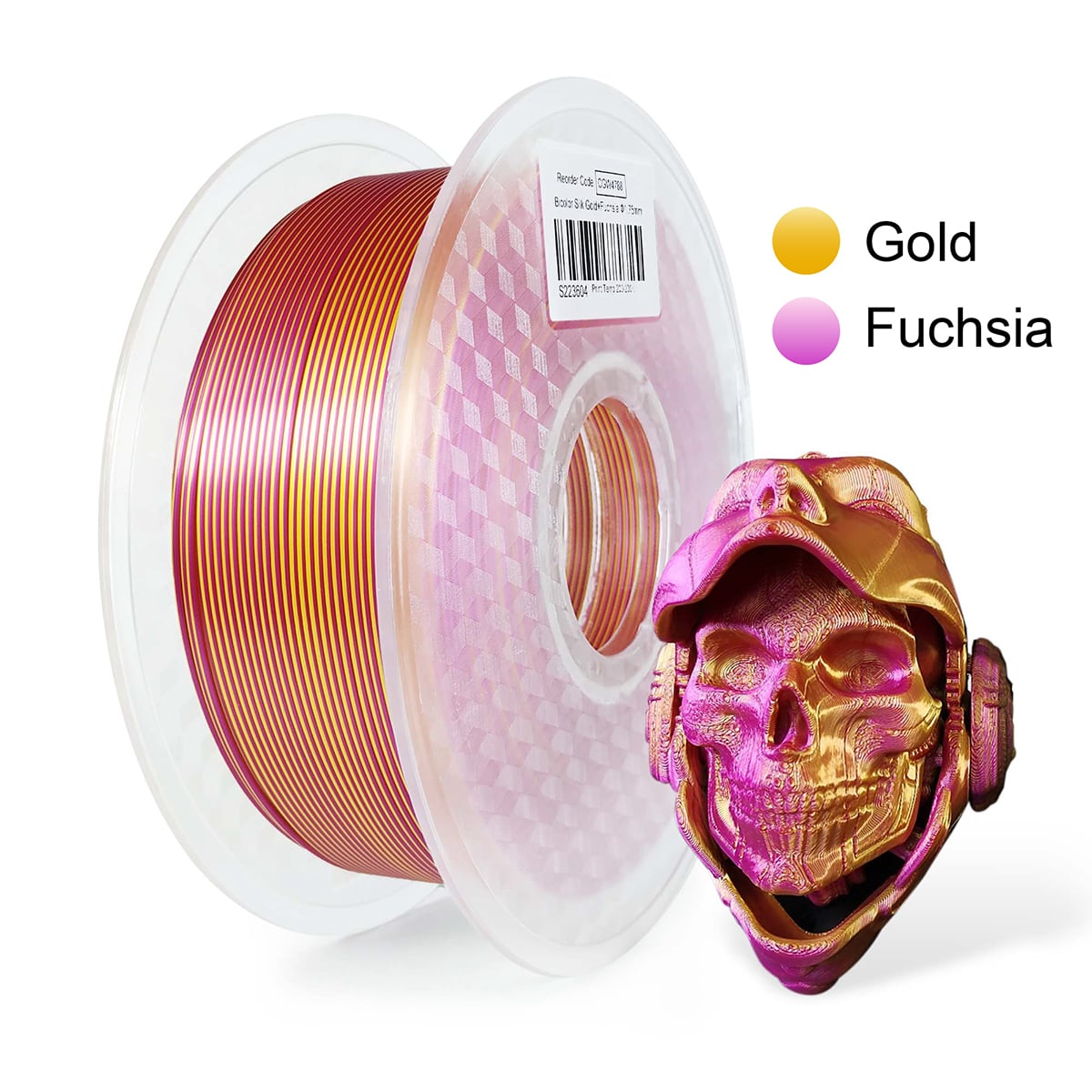 1 x Silk PLA 3D Filament 1.75mm Bicolour Gold & Fuchsia - 1KG - InkStation
