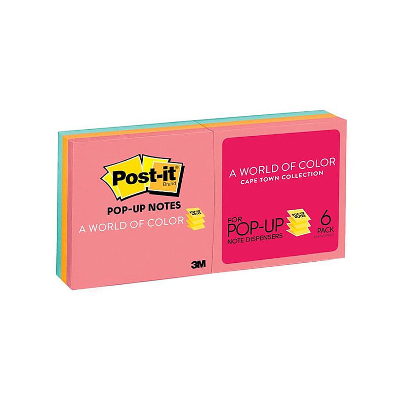 Post-it Pop-up Notes Cape Town Collection 76mm x 76mm - Pack of 6 ...