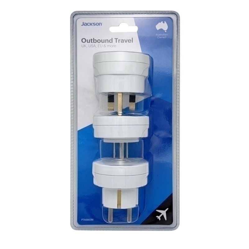 Jackson Outbound Slim Travel Adaptor Pack - USA, EU & UK - InkStation