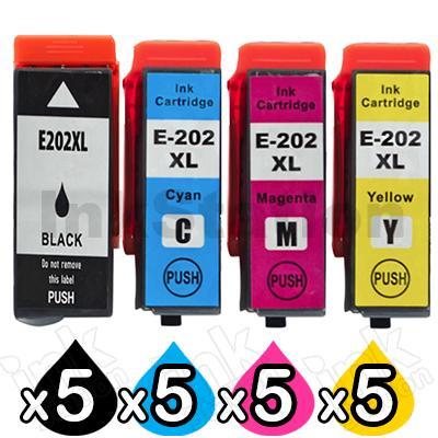 Epson 5 Pack Compatible 202XL (C13T02P192-C13T02P492) High Yield Ink Combo [2BK,1C,1M,1Y] - Ink ...