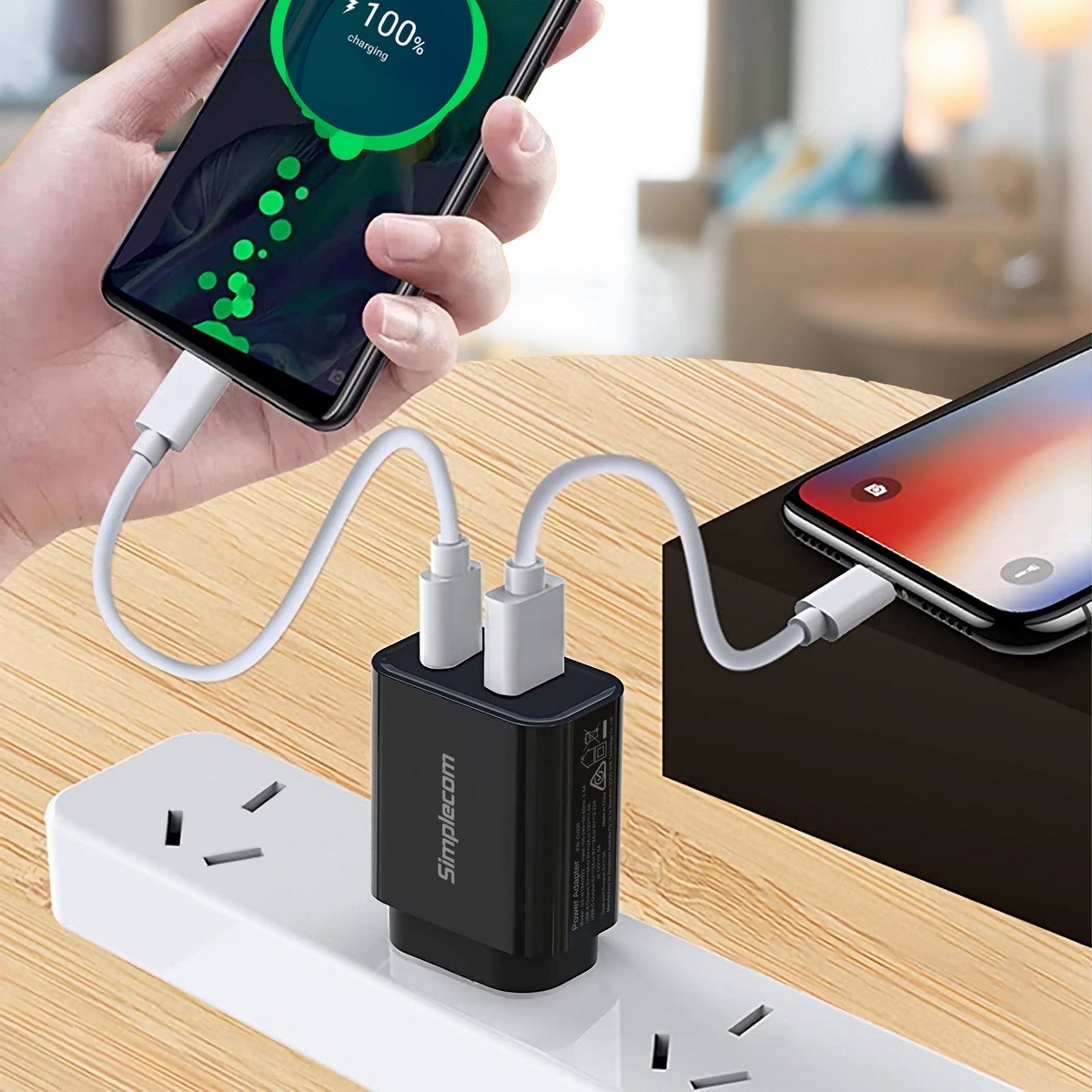 Dual Port PD 20W Fast Wall Charger USB-C + USB-A for Phone Tablet CU220 ...