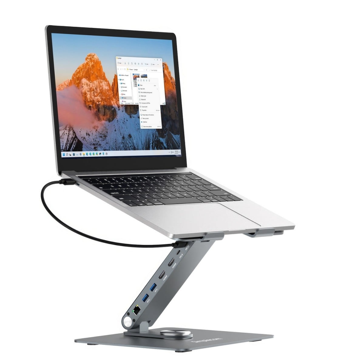 Adjustable Aluminium Laptop Stand with 6-Port USB-C Docking Station ...